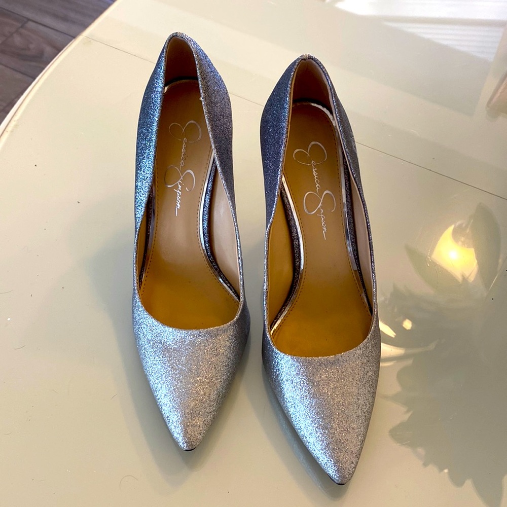 Jessica Simpson Silver Glitter Heels - Gem